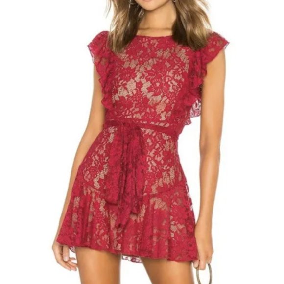 MAJORELLE | Dresses | Majorelle Marnie Red Lace Mini Dress | Poshmark